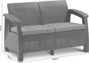 KETER Zahradní pohovka Allibert Corfu Love Seat 128 x 70 x 79cm - cappuccino / krémová