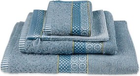 Pip Studio ručníky z bavlněného froté Soft Zellige, modro-šedý (Luxusní ručníky z bavlněného froté v designu Soft Zellige v modro-šedé barvě)