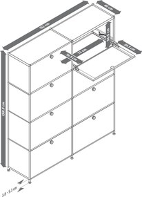 Tchibo - Vysoká skříňka CN3 s 8 výklopnými dvířky - barva: černá