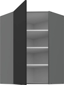 ARIA ab | horní kuchyňská skříňka 60x60 GN-90 1F (45°) rohová s policemi | 60x60 cm | VYSOKÁ | antracit/černá