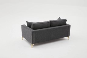 Hanah Home Dvoumístná pohovka BERLIN antracitová se zlatou 180 cm 825BLC2793
