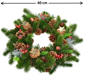 Vánoční zdobený smrkový věnec Winter Dream, 40 cm