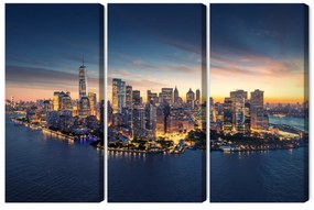 Vícedílný obraz Panorama Města New York Při Východu Slunce Nedostatek Nedostatek Přírodní plátno 120x80