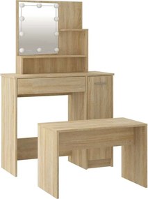 Toaletní stolek sada s LED dub sonoma kompozitní dřevo 3114117