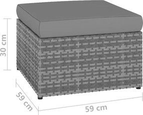 vidaXL Zahradní křeslo se stoličkou polyratan antracitové [48193]