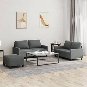 3dílná sedací souprava s poduškami tmavě šedá textil 3201453