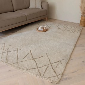 Krémový pratelný/ručně tkaný vlněný koberec 160x230 cm Azera Crosshatch – Asiatic Carpets
