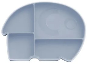 Silikonový dělený talíř s víčkem Elephant Blue Sebra