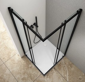 Aqualine Aqualine, AGGA BLACK čtvercová sprchová zástěna 800x800mm, čiré sklo, BLF808