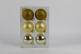 Zlaté matné a lesklé vánoční skleněné koule 6 ks