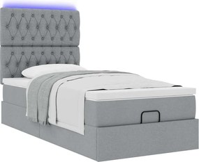 Osmanský rám postele s matrací světle šedá 100x200cm textil 3314065