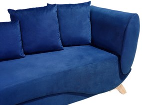 Sametová modrá lenoška s úložným prostorem modrá pravostranná MERI Beliani