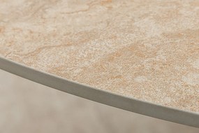 Oválný keramický jídelní stůl Tavorian 220 cm travertin / šampaňský