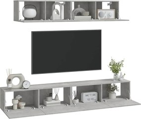4dílný set TV skříněk betonově šedý kompozitní dřevo 3114537