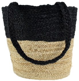 Jutový shopper černá / přírodní - 30*45*15cm