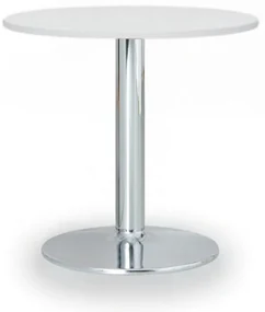 Konferenční stolek ZEUS II, průměr 60 cm, chromovaná podnož, bílá