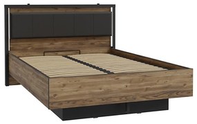 Dloulůžková postel s úložným prostorem OREN 140x200 cm hnědá/černá HYTL1142B-M215