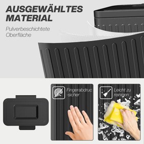Kuchyňský odpadkový koš, 2 přihrádky po 20 l, efektivní třídění odpadu, nožní pedál, plast, kov, černý