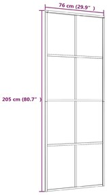 vidaXL Marketos Posuvné dveře hliník a ESG sklo 76 x 205 cm černé