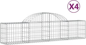 Klenuté gabionové koše 4 ks 200x30x40/60 cm pozinkované železo 3146049