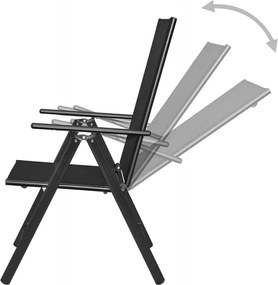 vidaXL Skládací zahradní židle 4 ks hliník a textilen [41731] Barva: Černá