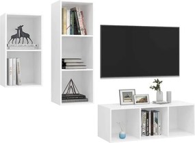 VidaXL 3dílný set TV skříněk bílý dřevotříska 3079628