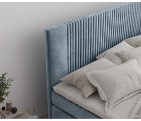 Modrá boxspring postel s úložným prostorem 200x200 cm Bergamo – Maison de Rêve
