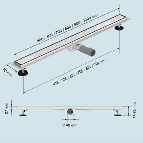 sprchový odtokový žlab DOPORRO se sifonem DB1 50-100cm
