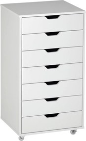 Mobilní kancelářská skříň Vinsetto, pojízdný úložný kabinet se 7 zásuvkami - organizér pro dokumenty, formát A4 nebo letter, rozměry 47,5 x 39,5 x 90