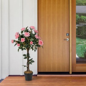Costway 93 cm růže strom s 21 borovicových růží a přírodní kmen umělý strom