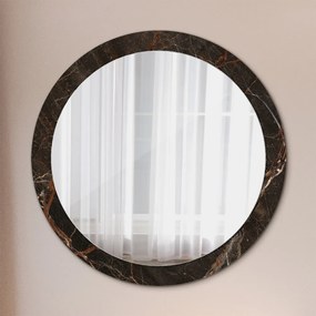 Kulaté zrcadlo tištěný rám Hnědý mramor fi 90 cm