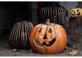 Oranžová keramická rozesmátá dýně na Halloween Jack I – 15x14x13 cm