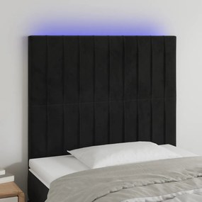 Čelo postele s LED černé 100x5x118/128 cm samet 3122706