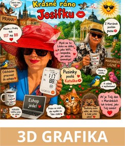 Srdcem darované Veselá osobní ilustrace na přání – Plakát A3 včetně rámečku Varianta grafického zpracování:: 3D grafika