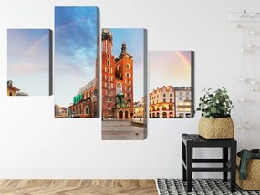 Vícedílný obraz Bazilika Panny Marie V Krakově Na Pozadí Duhy Nedostatek Nedostatek Plátno Canvas 240x150