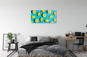 Obraz na skle Citrony na modrém pozadí 120x60 cm