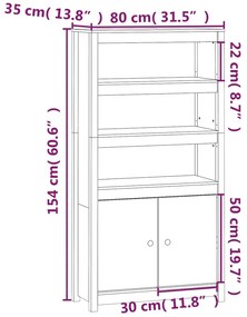 Skříň highboard medově hnědá 80 x 35 x 154 cm masivní borovice,  823522