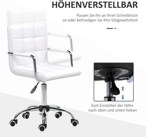 Kancelářská židle HOMCOM výškově nastavitelná 84-99H cm ergonomická otočná židle manažerská židle pro kancelář a domácí kancelář PU bílá | Aosom.de