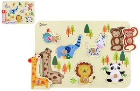 Vkládačka/Puzzle deskové obrysové zoo dřevo 30x21cm ve fólii 18m+