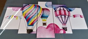 5-dílný obraz balónky ve větru