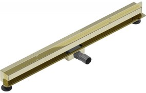Mexen Flat nerezový sprchový žlab na zeď 100 cm vzor 2v1, zlatá, 1530100
