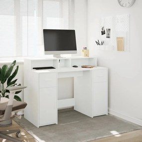 Psací stůl s LED světly bílý 120 x 55 x 91 cm kompozitní dřevo 3309411