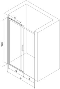 Mexen OMEGA posuvné sprchové dveře do otvoru 150 cm, 825-150-000-01-00
