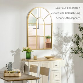 HOMCOM Nástěnné zrcadlo 70x50cm Zrcadlo do okna s kovovým rámem Závěsné zrcadlo do předsíně a dekorace Celoplošné zrcadlo ve zlaté barvě | Aosom.de