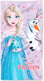 Bavlněná plážová osuška Ledové království - Frozen - motiv Elsa a Olaf - 100% bavlna - 70 x 140 cm