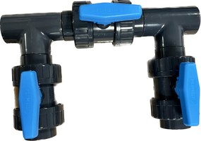 Poolservis Bypass obtok s ventily 50mm - rozebraný - s ventily Standart