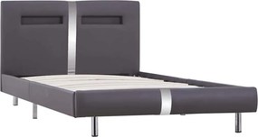Rám postele s LED šedý umělá kůže 90 x 200 cm 280856