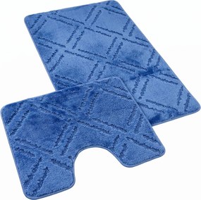Kvalitex Koupelnová a WC předložka kosočtverce modré SADA 60 x 100 cm + 60 x 50 cm