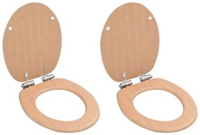 WC sedátko s funkcí pomalého sklápění 2 ks MDF motiv bambusu 276994