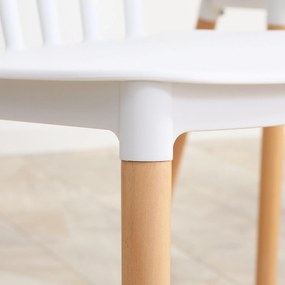 HOMCOM Sada 4 Nordic Stylu Jídelních Židlí s Vysokým Opěradlem Sedák z Polypropylenu a Nohy z Bukového Dřeva Nosnost 120 kg 48x52,5x83 cm Bílá